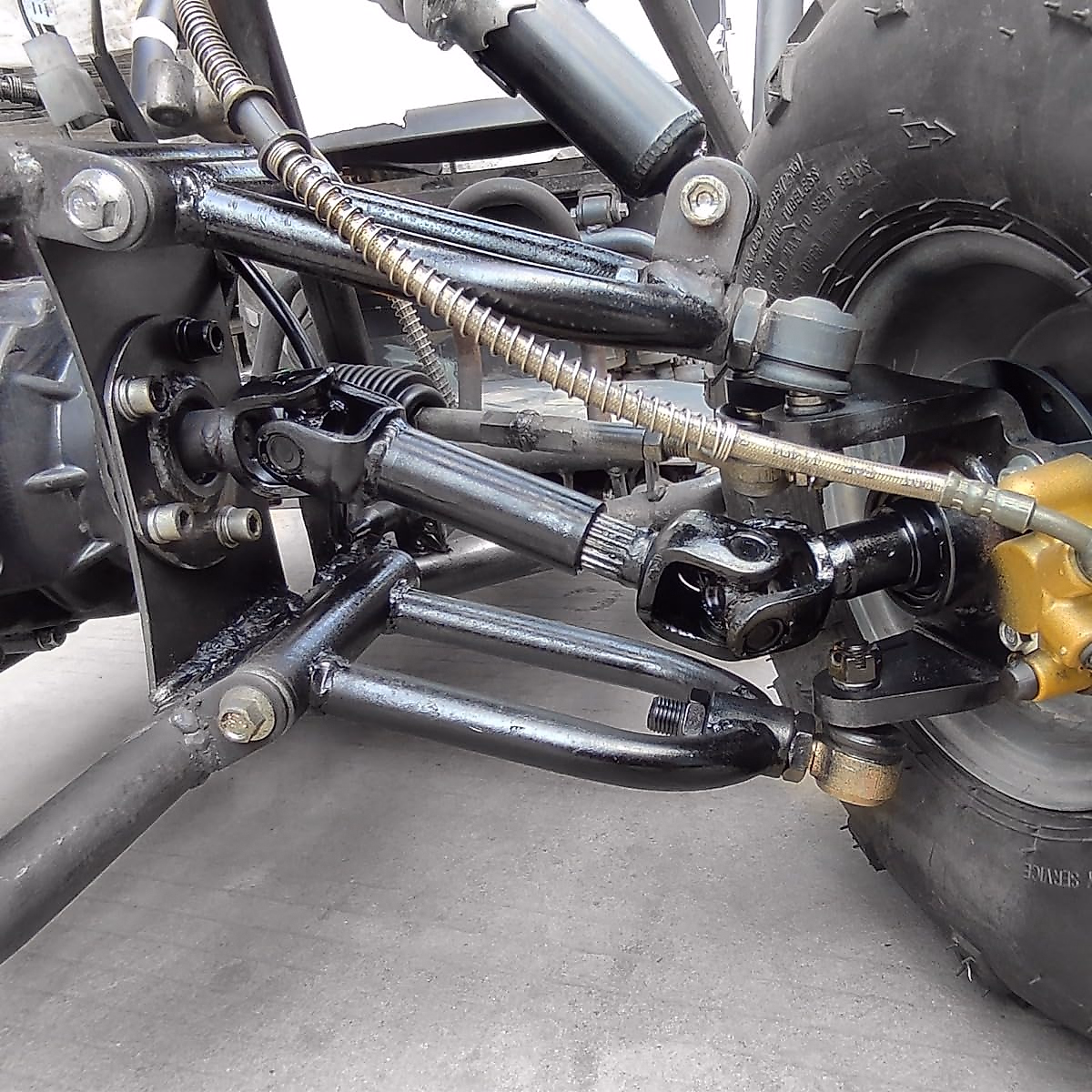 YC Yier Front Axle Kit 4 Wheel Drive Half Axle Assembly Shock Swingarm Tie Rod & 48V 1000W Differential Motor Controller Brake & Steering Wheel Shaft for Electric Go Kart ATV Quad Buggy Golf Cart