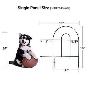 AMAGABELI GARDEN & HOME 35 Panels Decorative Garden Fence 50ft (L)x 18in(H) Rustproof Green Iron Landscape Folding Garden Fencing Panel Border Edge Edging Patio Flower Bed Animal Barrier For Dog