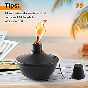 SNOGSWOG 6 Pack Metal Table Top Torches, 18oz Citronella Torches for Outside, Refillable Flame Light Torch, Decorative Tabletop Lantern for Yard, Patio, Deck, Garden, Party, Landscape