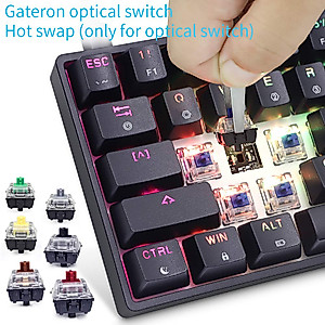 YUNZII SK64 64 Keys Hot Swappable Optical Mechanical Keyboard with ABS Shine-Through Keycaps, RGB Backlit, Programmable for Win/Mac/Gaming (Gateron Optical Blue, Black)
