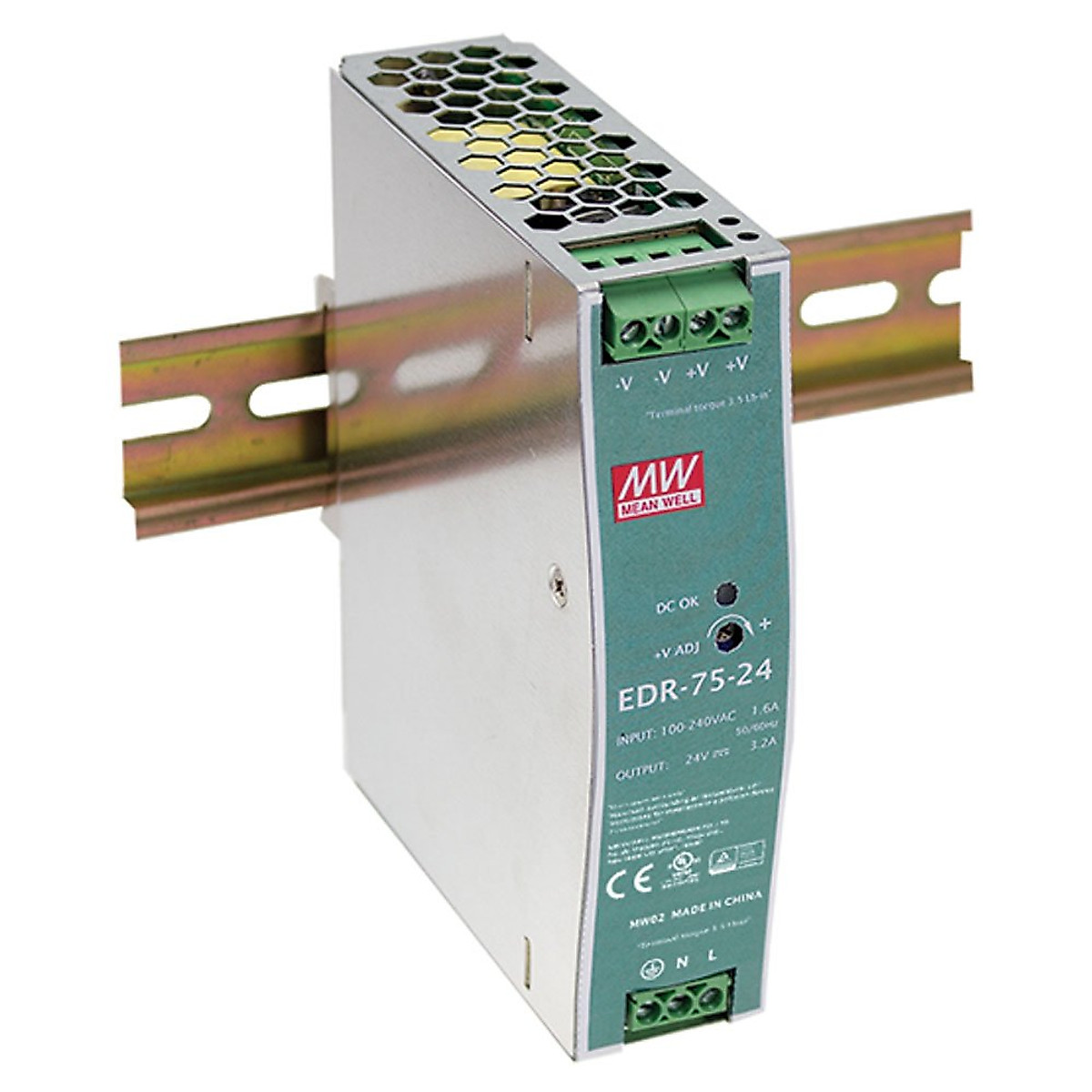 MEAN WELL EDR-75-12 AC-DC Switching DIN Rail Power Supply 12V 6.3 Amp