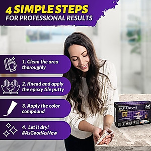 Tile & Bathtub Repair Kit with Epoxy Putty Stick – Fix Cracked Porcelain, Ceramic, Fiberglass, Stone, Super Strong Adhesion, Color Match for Floors & Walls, Fast-Drying, Seamless, Durable Repair
