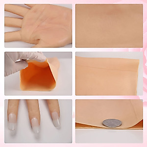 ZWSMS Silicone Crossdressing Gloves Realistic Female Skin Full Length Arm Hiding Scar Fake Hands Enhance ​Transgenders Cospl,Nude,with Fingernails