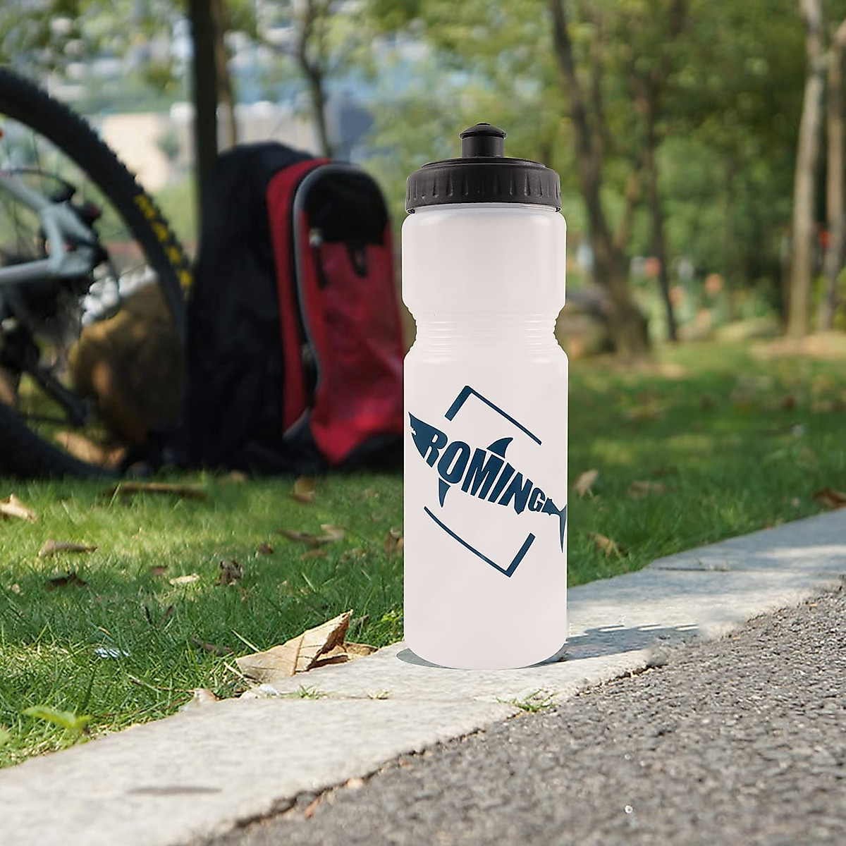 ROMING Bicycle Bulk Water Bottles BPA Free Plastic Bottles，3PCS Squeeze Water Bottle Wide Mouth Lid Water Jug Push/Pull Cap, Sports 24oz Mountain Bike Water Bottles for Bicycles,Fitness,Cycling.