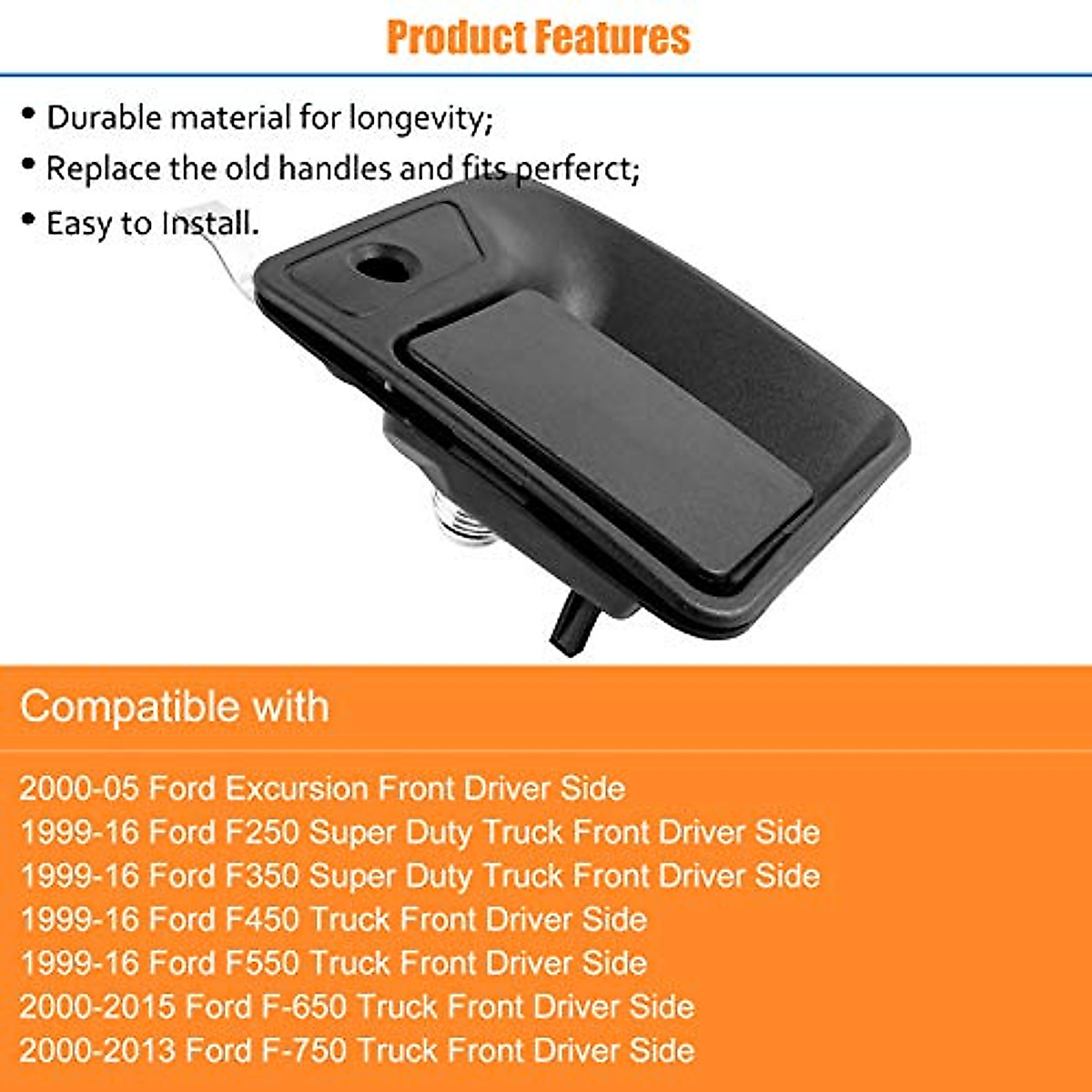 NPAUTO Exterior Door Handle Front Left Driver Side LH Replacement for 1999-2016 F250 F350 F450 F550 Super Duty, 2000-2005 Ford Excursion, 00-15 Ford F650, 00-13 Ford F750, 79306