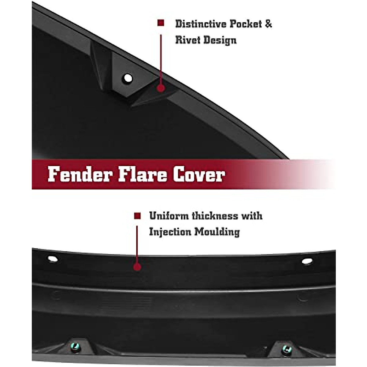 TAC Fender Flares Cover Compatible with 2016-2023 Toyota Tacoma Truck Off-road 4pcs Matte Black Smooth Front & Rear Pocket Rivet Style Pickup All Beds (Single Rear Wheel only)