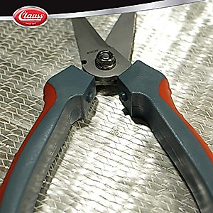 Clauss 8" Titanium Snips with Wire Cutter, Spring-Assist, Serrated Blades, Gray (18039)