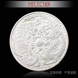 MKIOPNM Exquisite Collection of Commemorative Coins Chinese Style Zodiac Tiger Head Silver-Plated Commemorative Coin Collection Animal Embossed Dragon and Tiger Fighting feng Shui Silver Coin Coin