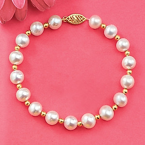 Ross-Simons 6-7mm Cultured Pearl Bracelet With 14kt Yellow Gold. 7 inches