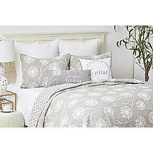 C&F Home Never Stop Wishing Pillow 12"x24" Embroidered French Knot Throw Pillow Decor Decoration Throw Pillow Spring Summer Floral for Couch Chair Living Room Bedroom 12 x 24 Gray