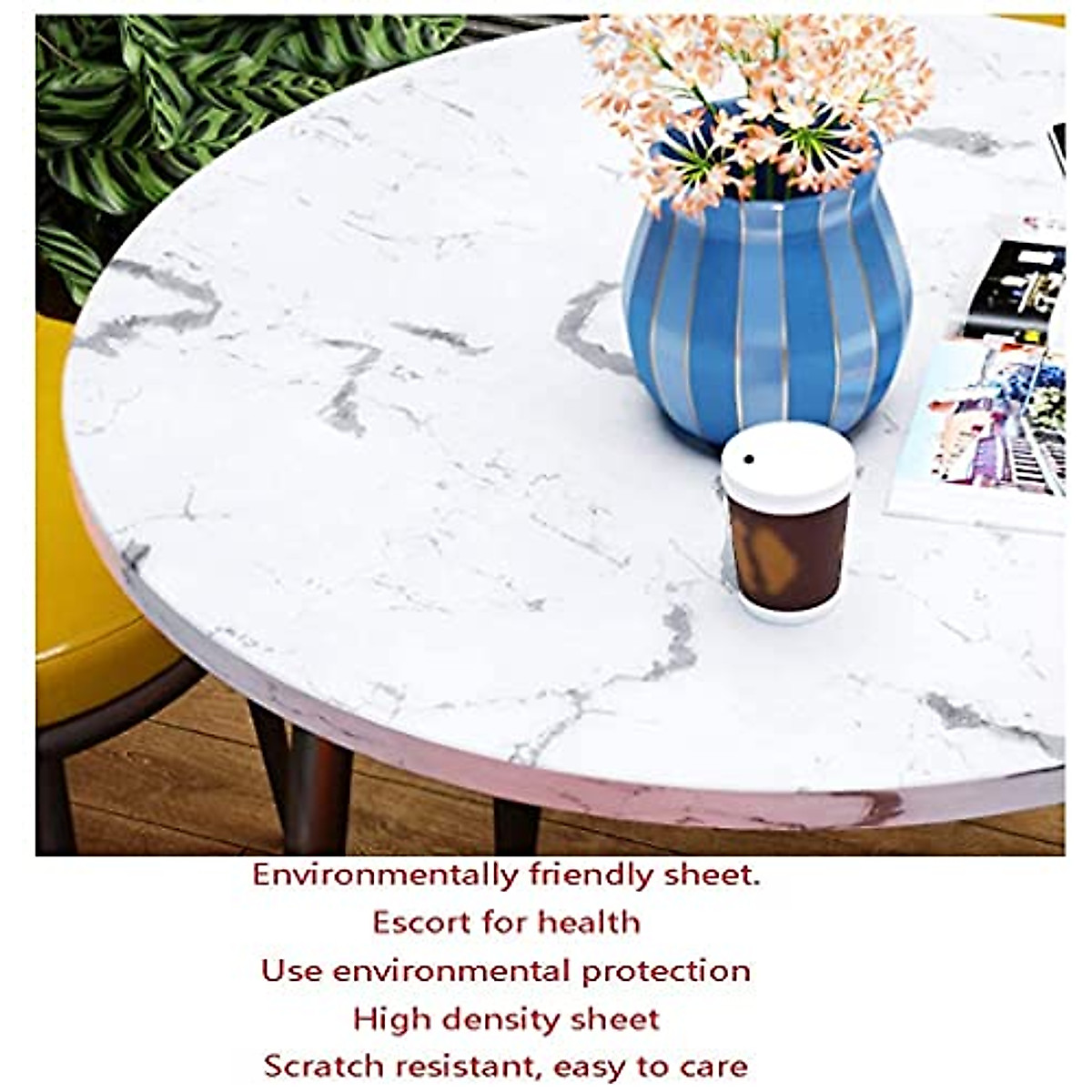 Kitchen Table Set, Conference Reception Room Coffee Table with Chair, 80cm Solid Wood Round Table Contemporary 1 Table 4 Chairs Cotton and Linen Cloth Office Hotel Restaurant Upholstered Backrest ( Co