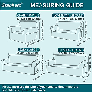 Granbest Premium Water Repellent Sofa Cover High Stretch Couch Slipcover Super Soft Fabric Couch Cover (Gray, Large)