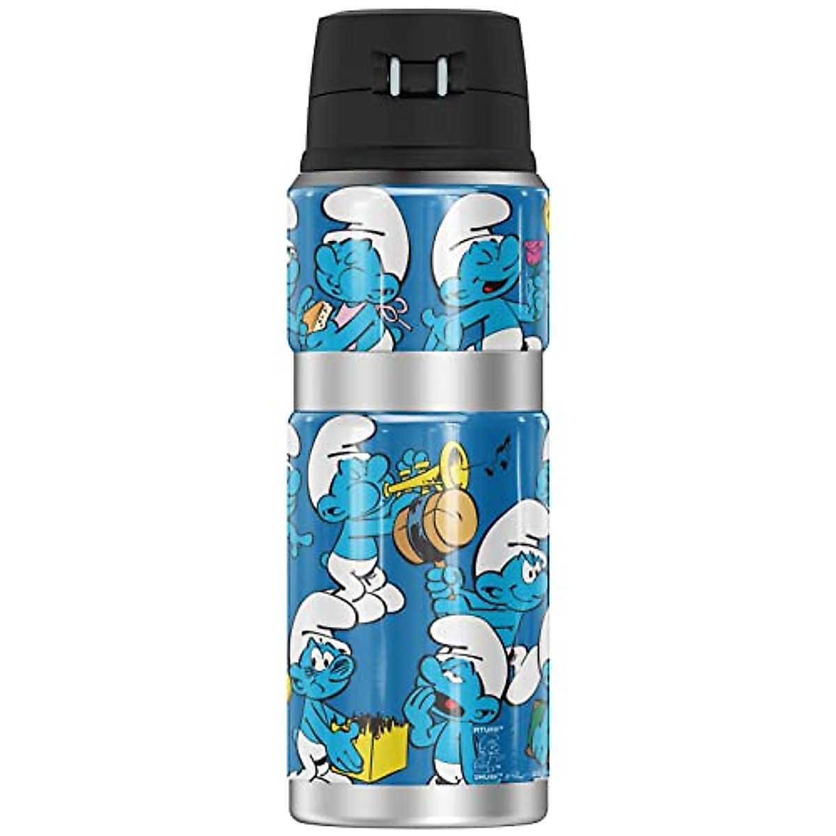The Smurfs OFFICIAL Smurf Group Collage THERMOS STAINLESS KING Stainless Steel Drink Bottle, Vacuum insulated & Double Wall, 24oz