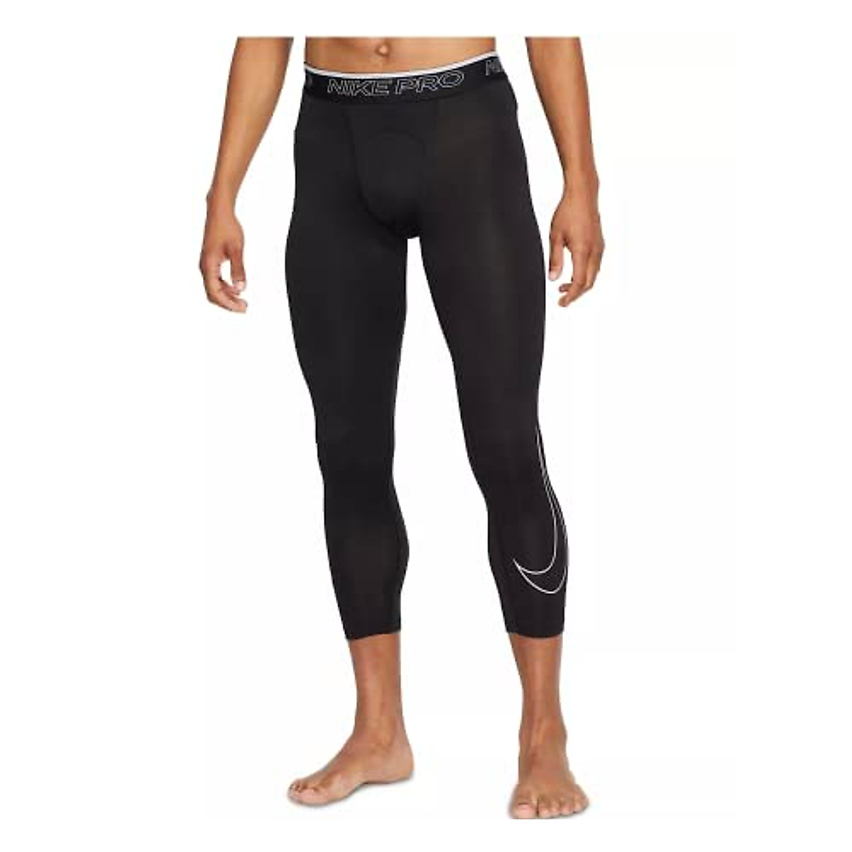 Nike Pro Dri-FIT Men's 3/4 Tights (as1, Alpha, x_l, Regular, Regular, Black/White, X-Large)