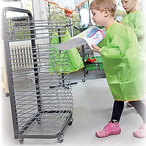 JIAHESHYP Mobile Metal Art Drying Rack with Wire Shelves, Artwork Storage Display Rack Printing Drying Shelf Power Coated with Wheels for Classrooms, Art Studios, Black (Size : 20 Shelves)