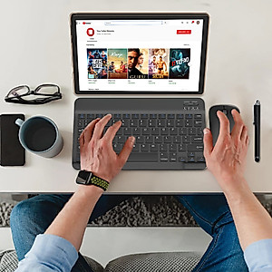 HOTTABLET Tablet with Keyboard, 2 in 1 Tablet 10 inch, 6GB RAM 128GB ROM 1T Expansion Tablet Android, 2.4Ghz/5Ghz/wifi 6 Tablet PC, IPS Screen, Dual Camera, 6000mAh Battery, with Case, Stylus, Black