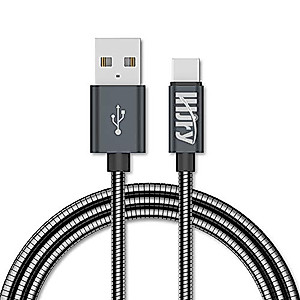 LHJRY USB Type C Cable, [6.6ft 2 Pack] Metal Braided Indestructible Chew Proof 3A Fast Charging Cord for Samsung Galaxy Note 20 10 9 S20 S10 S9 S8, LG V50 V20 G5 and Other USB C Charger,Black(Upgrade)