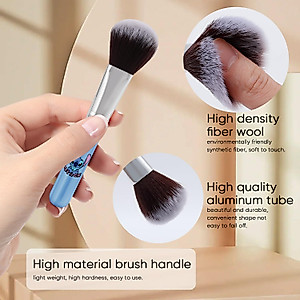 U-CHYTY Cartoon Kitty Makeup Bag with Makeup Brush Plush Stitch Cosmetics Case 8 Pcs Cosmetic Brush Kawaii Capacity Bag for Women -5