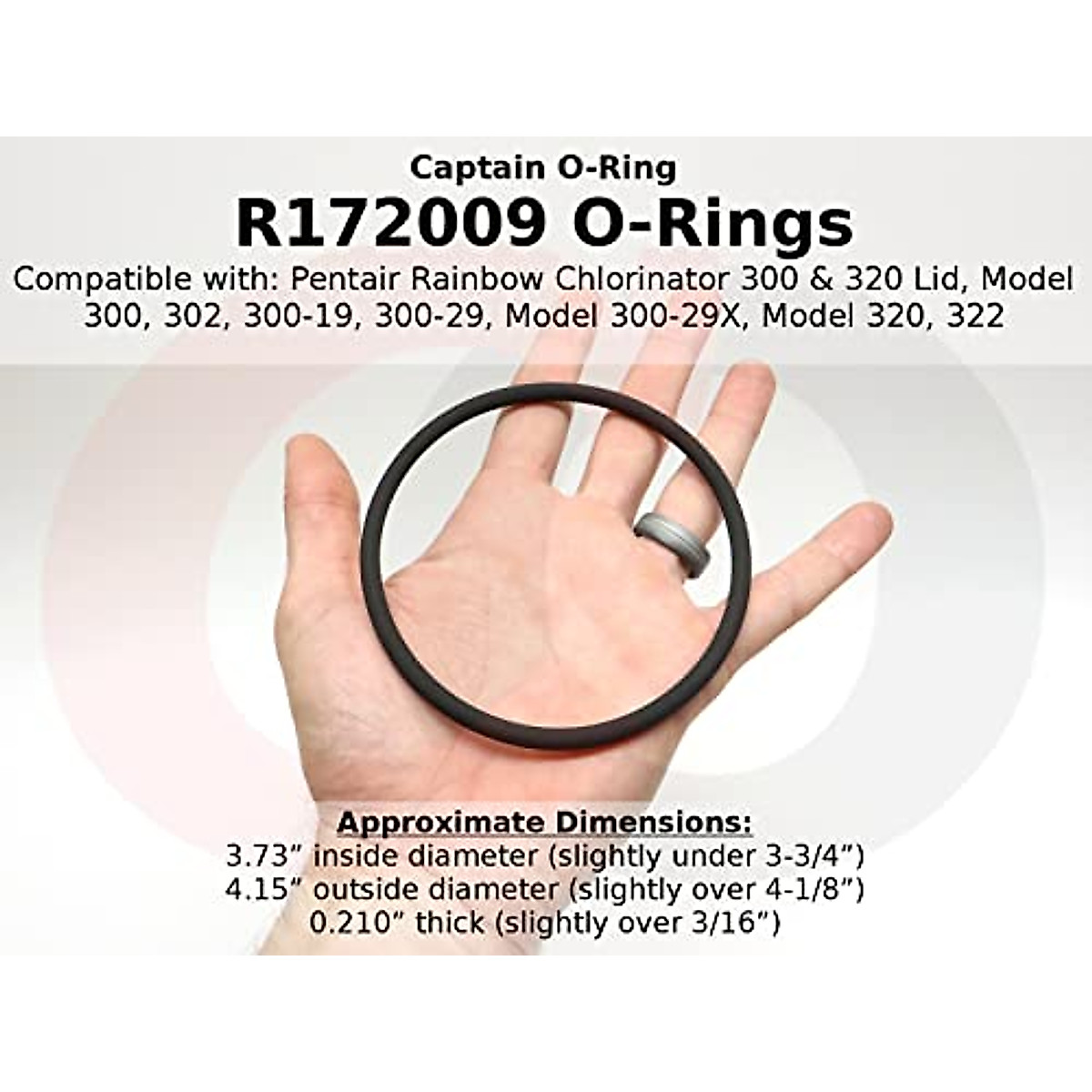 Captain O-Ring – Replacement R172009 O-Rings for Pentair Rainbow Chlorinator 300 & 320 Lid, Chlorine Resistant (2 Pack)