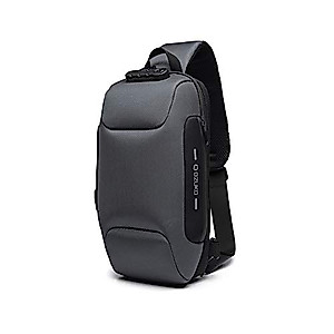 Wisfruit Anti Theft Sling Bag with USB Charging Port Casual Lightweight Chest Crossbody Daypack Waterproof (dark gray)