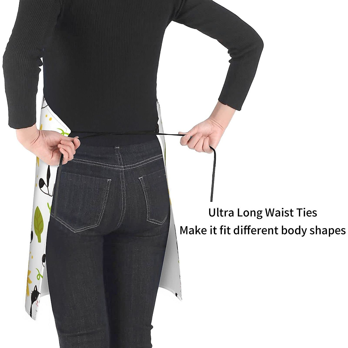 Wisedeal Cat and Sunflower Adjustable Bib Neck Apron Polyester with 2 Pockets Cooking Kitchen Aprons for Men and Women Chef, Mom Aunt Apron for Christmas Birthday Gifts for Grilling BBQ Chef Apron