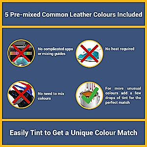 Leather and Vinyl Repair Kit. Repairs and Touch Ups [Restore Scratches, Stains and Cracks] to Any Colored Couches, Car Seats, Shoes, Handbags Or Dashboards. Easily Match Colors with 5 Leather Shades