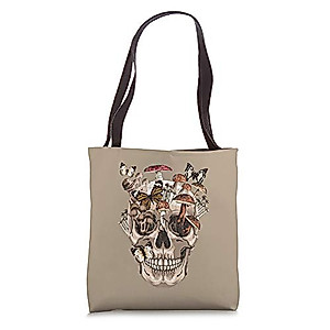 Mushroom Clothing Mushroom Collector Skull Graphic Gift Tote Bag