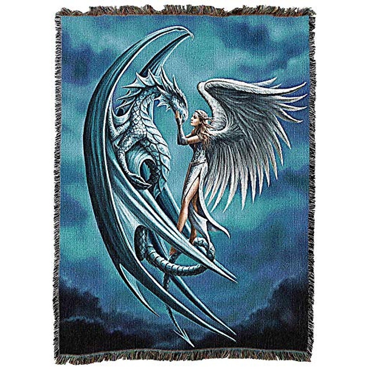 Pure Country Weavers Silverback Dragon with Angel Blanket by Anne Stokes Age of Dragons Collection - Gift Fantasy Tapestry Throw Woven from Cotton - Made in The USA (72x54)