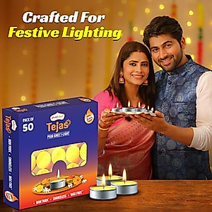 50 Pcs Pure Ghee Deepak/Tea Light Candle with 3 Hours Burning Time for Home & Festival Decor (50 Tea Lights) by Shubhkart