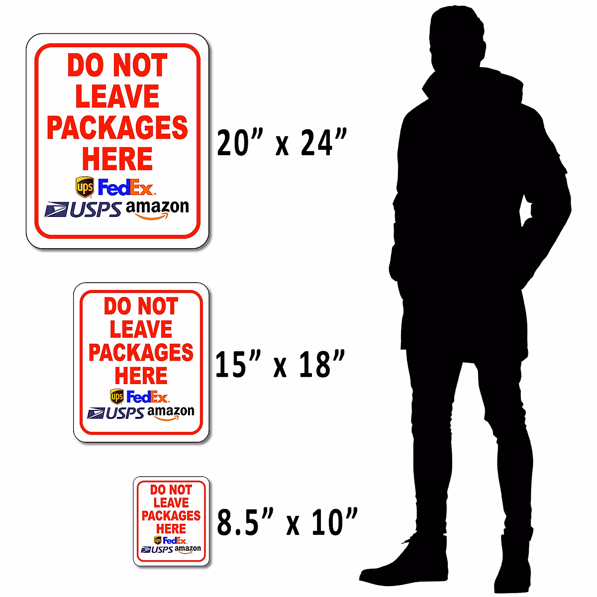 Do NOT Leave Packages Here Delivery Sign for Delivery Driver - Delivery Instructions for My Packages from Amazon, FedEx, USPS, UPS - Indoor Outdoor Delivery Signs for Home, Office, Work - 8.5" x 10"