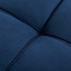 Memory Foam Futon Sofa Bed Couch Sleeper Convertible Foldable Blue Suede