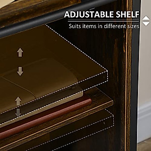 HOMCOM Buffet Cabinet, Farmhouse Sideboard, Coffee Bar Cabinet with Adjustable Shelf, Sliding Barn Door for Kitchen and Living Room, Rustic Brown