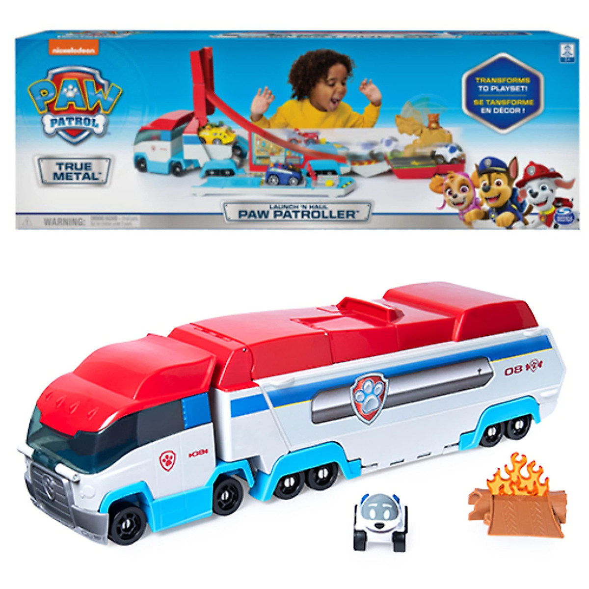 Paw Patrol, True Metal Classic Gift Pack of 6 Collectible DIE-CAST Vehicles, 1: 55 Scale, Launch’N Haul Paw Patroller, Transforming 2-in-1 Track Set for True Metal Die-Cast Vehicles