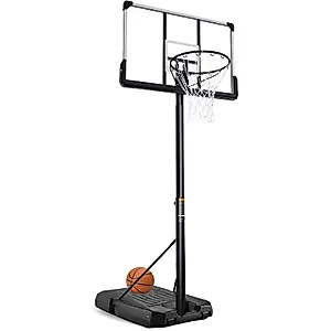 Basketball Hoop Outdoor 6.7 ft-10ft Height Adjustable Basketball Goal Portable Basketball Hoop with 44'' Basketball Backboard Wheels for Adults Youth Outdoor
