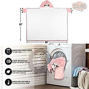 Sloth Wearable Hooded Blanket for Adults - Super Soft Warm Cozy Plush Flannel Fleece & Sherpa Hoodie Throw Cloak Wrap - Sloth Gifts for Women Adults and Kids