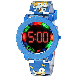Sonic The Hedgehog Kids Digital Watch – Flashing LED Light-Up Display, Easy-to-Read Time, Adjustable Strap, and Sonic Character Design – Fits Wrists from 5.5" to 8"