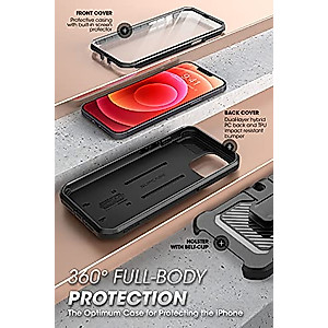 SUPCASE Unicorn Beetle Pro Series Case for iPhone 13 (2021 Release) 6.1 Inch, Built-in Screen Protector Full-Body Rugged Holster Case (Black)
