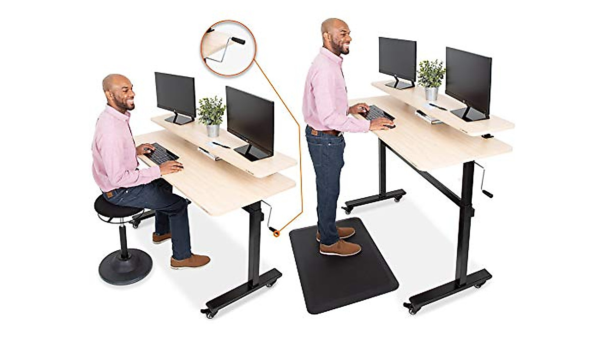 Stand Steady Tranzendesk 55" Standing Desk with Shelf & Wheels