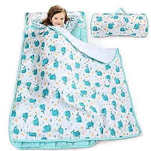 Toddler Nap Mat with Pillow and Blanket, Bluey Lightweight Kids Nap Mats for Preschool Daycare, Travel Sleeping Bag for Boys Girls, 50" x 21" Fit Standard Cot, Super Soft and Cozy