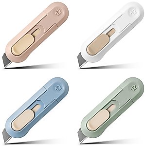 Box Cutter, Box Opener, 4PCS Small Utility Knife, Easy Slide Retractable Blade, Package Opener for Home, Office, Travel, and DIY Workpro Utility Knife