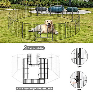 Hawsaiy Dog Fence for The Yard Outdoor Playpen Large Dog 32inch with Doors 8/16/24/32/40/48 Portable Exercise Fence with Storage Bag for Indoor Travel