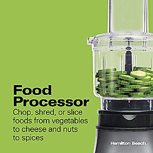 Hamilton Beach Blender and Food Processor Combo, Portable Blend-In Travel Cup, Shakes and Smoothies, 40oz Jar & 3-Cup Vegetable Chopper, Grey & Black (58163)