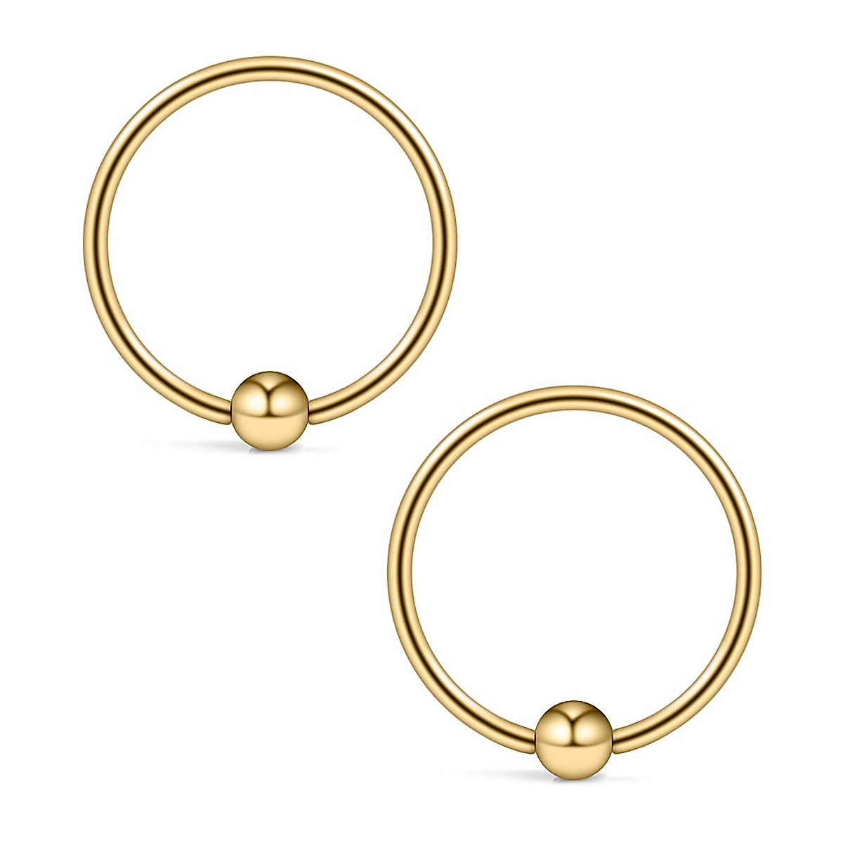 Ruifan 12PCS 316L Surgical Steel Captive Bead Rings Nose Belly Eyebrow Tragus Lip Ear Nipple Hoop Ring BCR 16G 10MM