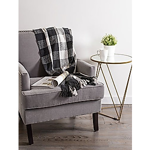 DII Buffalo Check Collection Rustic Farmhouse Throw Blanket with Tassles, 50x60, Black/White