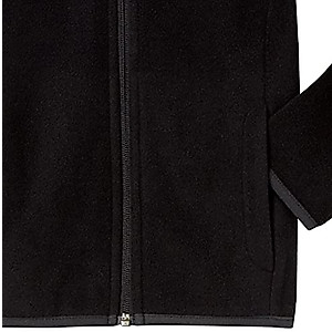 Amazon Essentials Girls' Polar Fleece Full-Zip Mock Jacket, Black, Large