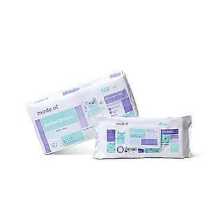 MADE OF The Better Baby Diapers - Hypoallergenic Diapers for Sensitive Skin, Unscented, 10 Hour Absorbency - Pediatrician and Dermatologist Tested - Size 0 (144 Count)