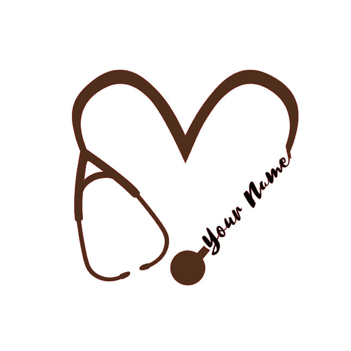 Custom Name Nurse Stethoscope Vinyl Decal - Nursing Bumper Sticker, for Tumblers, Laptops, Car Windows - Heartbeat EKG ECG Medical design