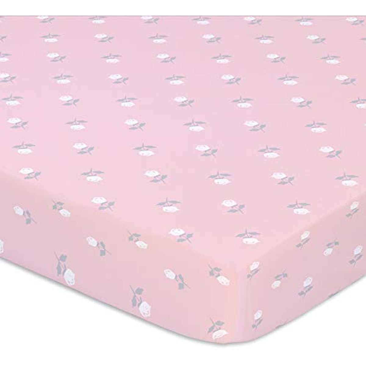 The Peanutshell Fitted Pack n Play, Playard, Mini Crib Sheets for Baby Girls | 2 Pack Set | Pink Roses and Floral