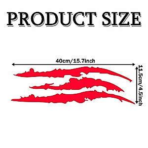 Beypovk 2PCS Monster Claw Scratch Mark Decals, Automotive Exteriors Waterproof Vinyl Headligh Sticker for Sports Cars, SUVs, Pickups, Motorcycles (Red)