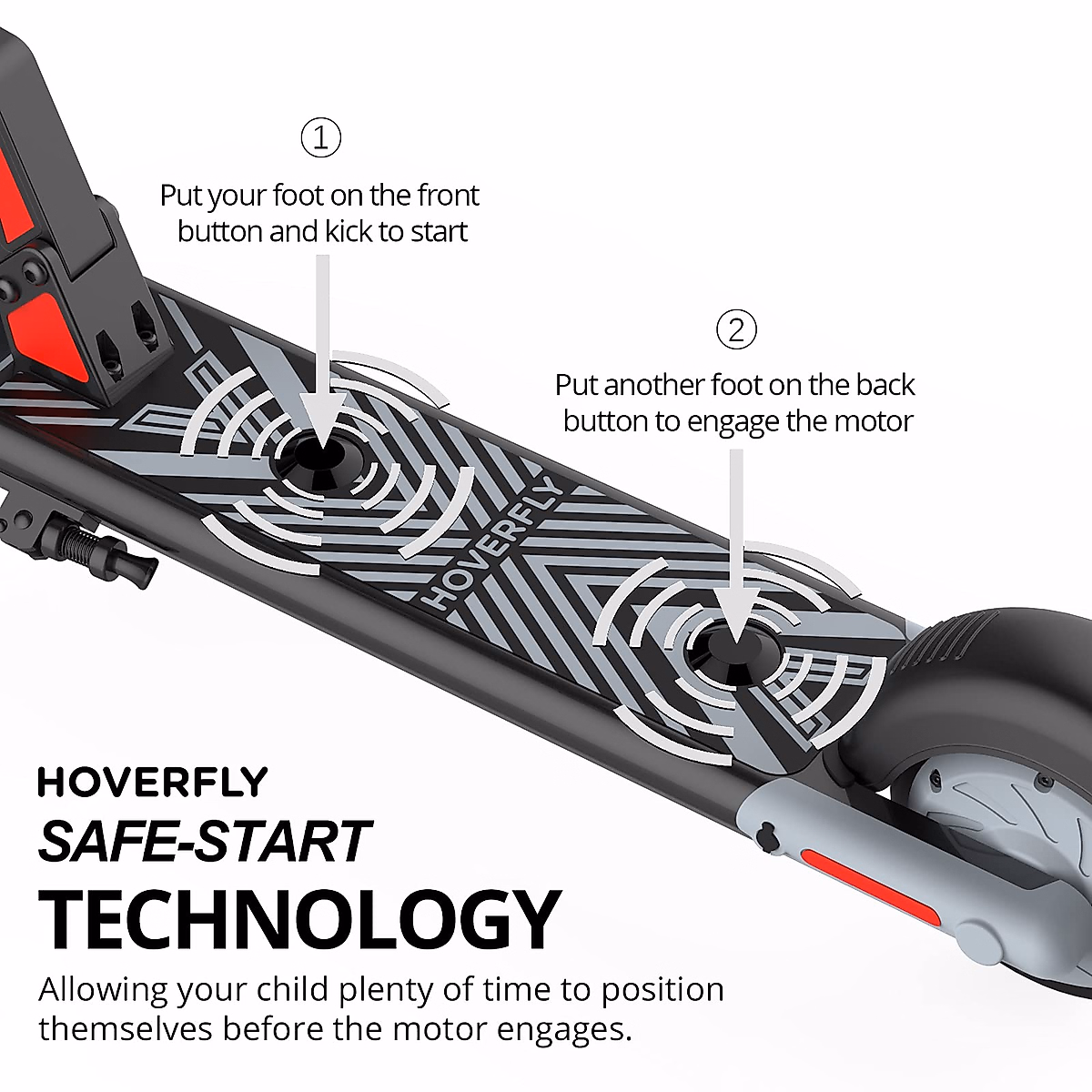 HOVERFLY GKS Lumios Kids Electric Scooter, 6" LED Flash Wheel & Deck Lights, Max 7.5mph Power by 150W Motor and 6.25 Miles, Scooter for Kids Ages 6-12, Gray